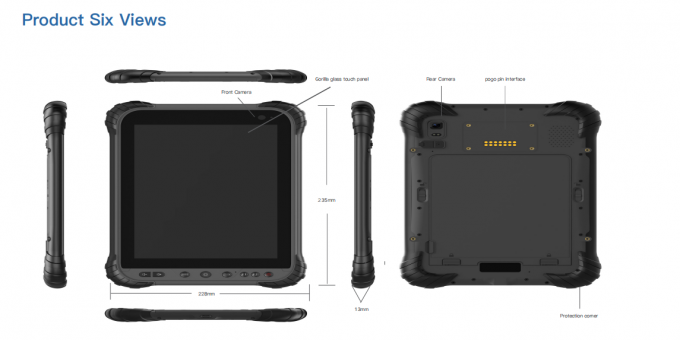 8" HD SDM632 Waterproof Android Tablet IP67 With 64G Flash